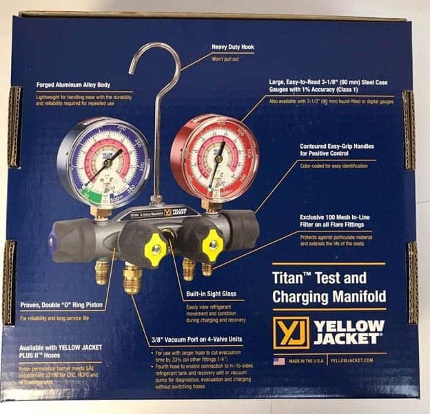 Yellow Jacket 49968 - TITAN Manifold w/ Hoses and Ball Valves, R22/404A ...