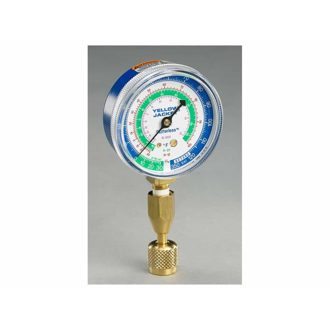 Yellow Jacket 40345 Blue Single Test Pressure Gauge with 12″ hose