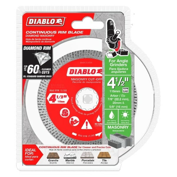 Diablo DMADC0450 4-1/2 in. Diamond Continuous Rim Cut-Off Discs for Masonry