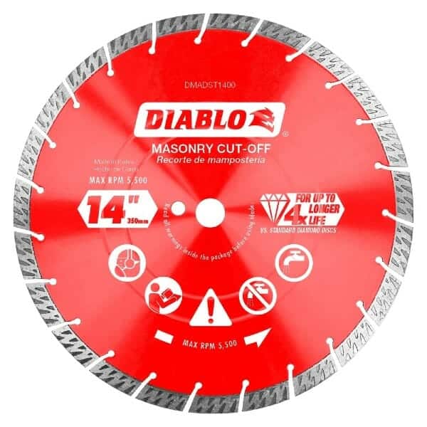 Diablo DMADST1400 14 in. Diamond Segmented Turbo Cut-Off Discs for Masonry