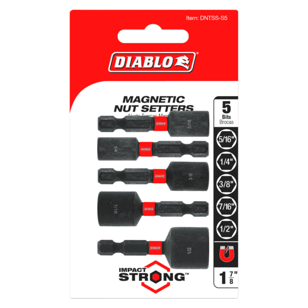 Diablo DNTSS-S5 1-7/8 in. Magnetic Nut Setter Assorted Pack (5-Piece)
