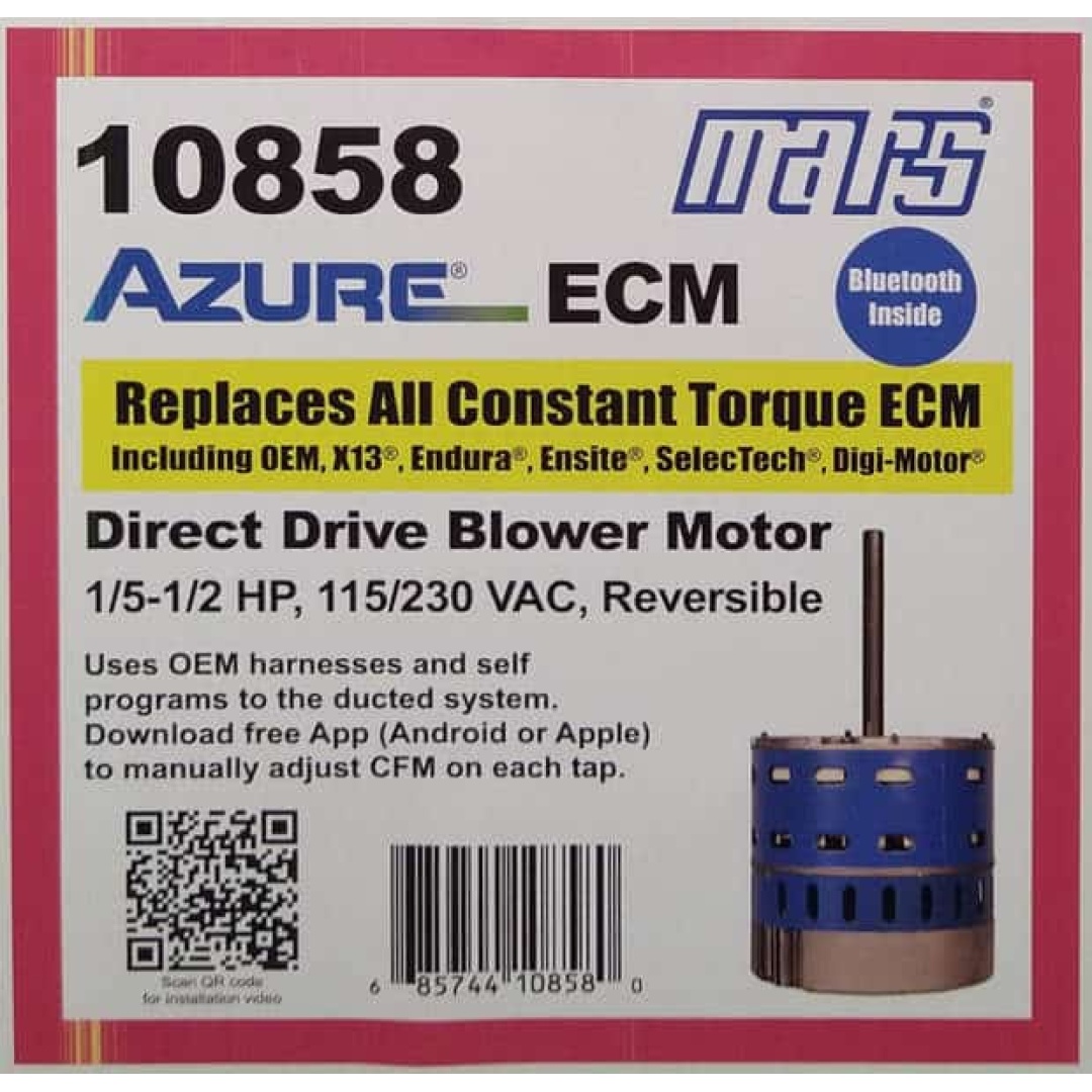 MARS 10858 Azure ECM 1/5 - 1/2 HP Replacement Motor