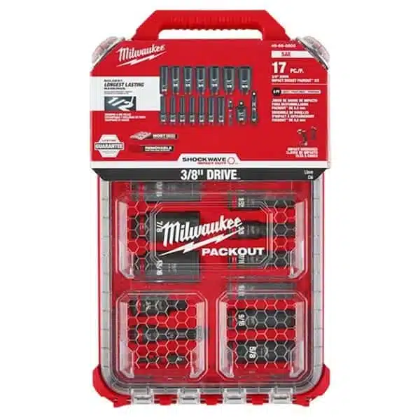 Milwaukee 49-66-6800 SHOCKWAVE Impact Duty Socket 3/8” Dr 17PC SAE ...