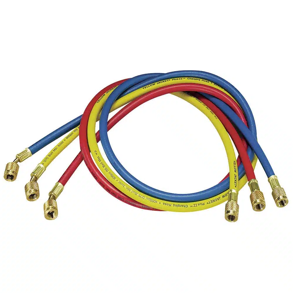 Yellow Jacket 21985 Plus II Hose Standard 1/4" Flare Fittings, 60", Red ...