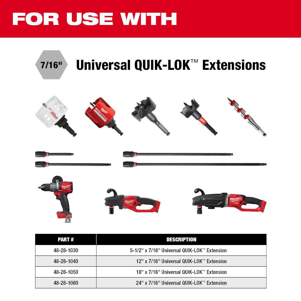 Milwaukee 12 in. x 7/16 in. Universal Quik-Lok Extension